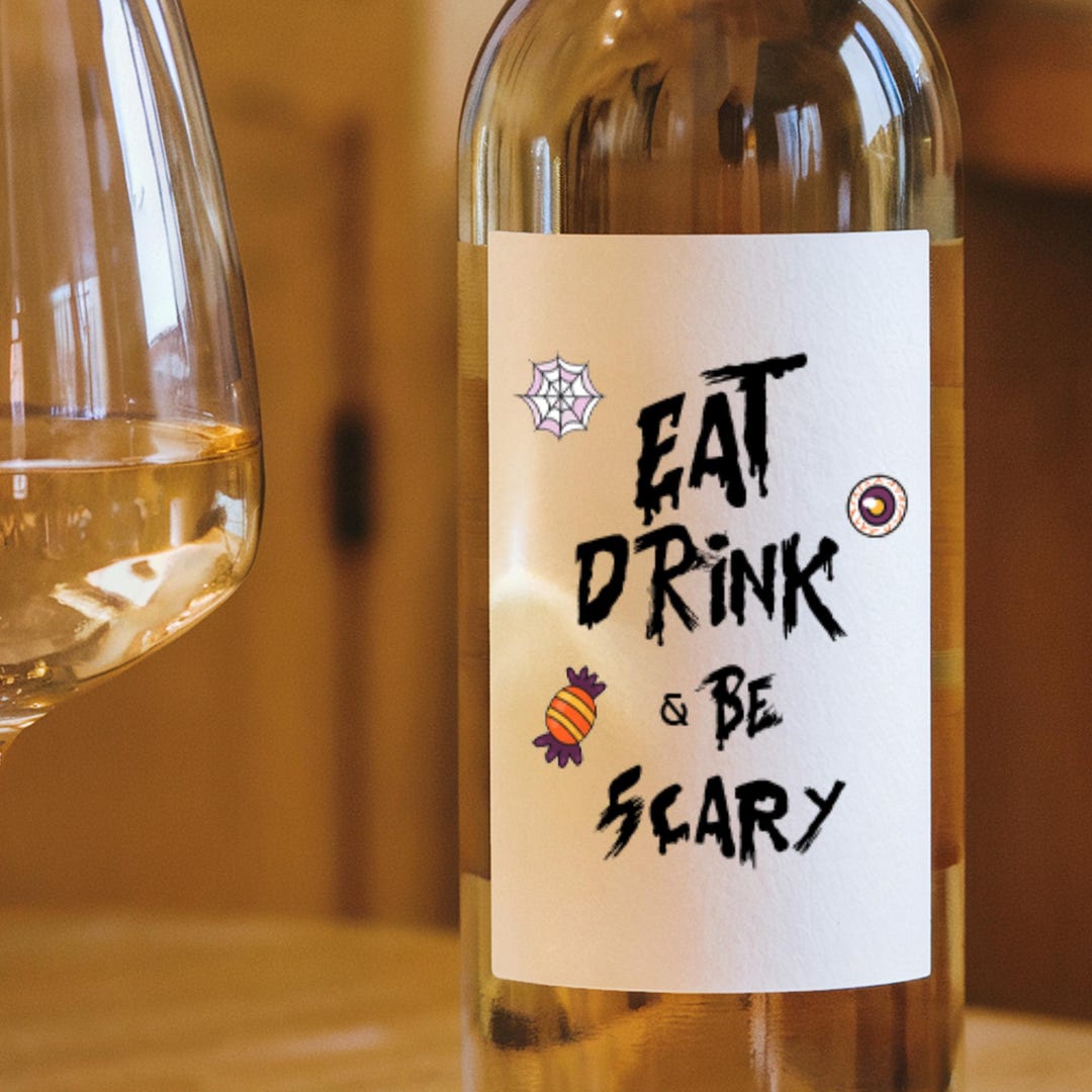 Eat Drink and Be Scary Wine Label, Whiskey Label, Champagne Label ...
