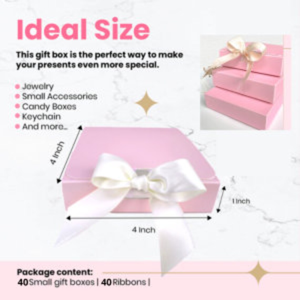 40pack Small Gift Box 4x4x1 Inch, Small Box for Jewelry, Candy Boxes ...
