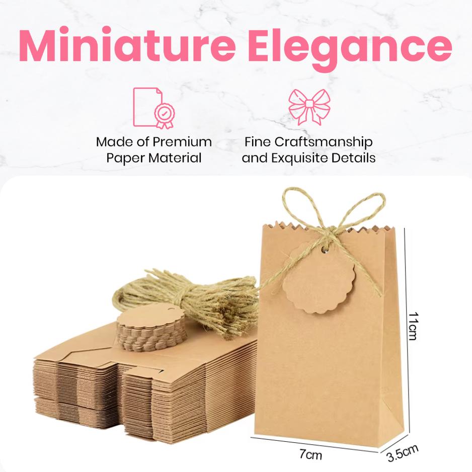 10 Pack Extra Small Kraft Favour Bag, Mini Gift Bags for Parties With ...