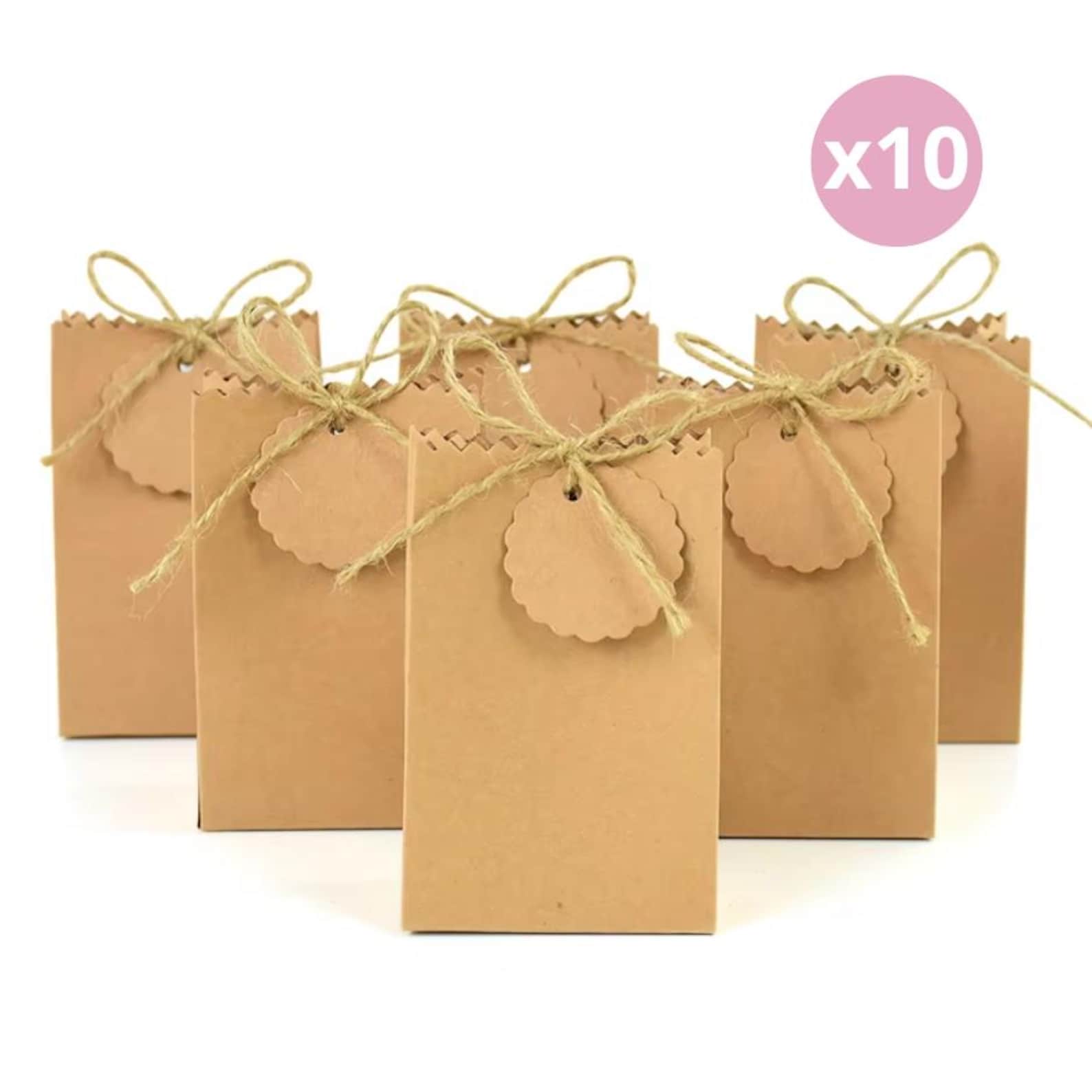 10 Pack Extra Small Kraft Favour Bag, Mini Gift Bags for Parties With ...