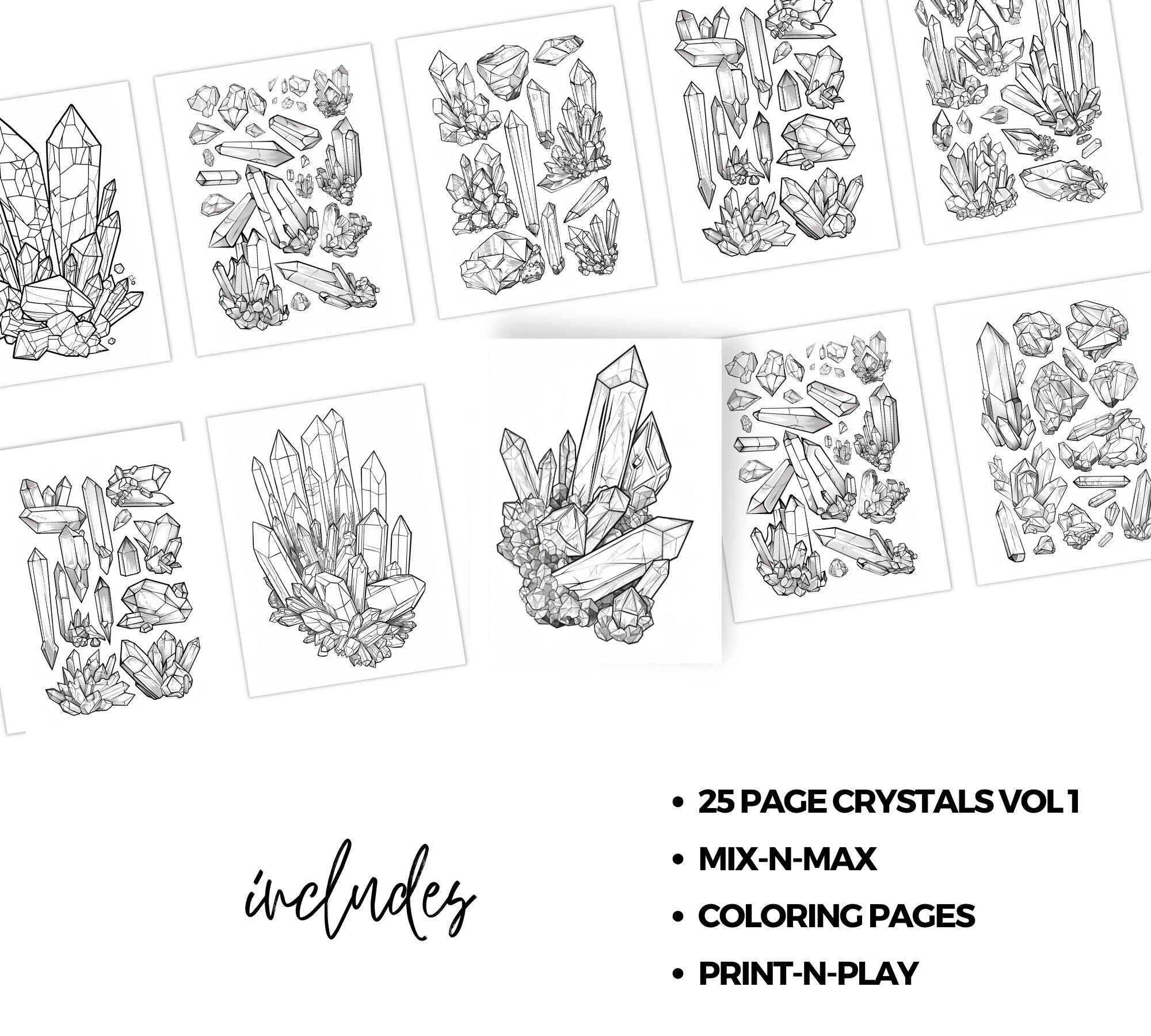 Crystal Coloring Page Adult Coloring Book Trippy Art Instant Download ...
