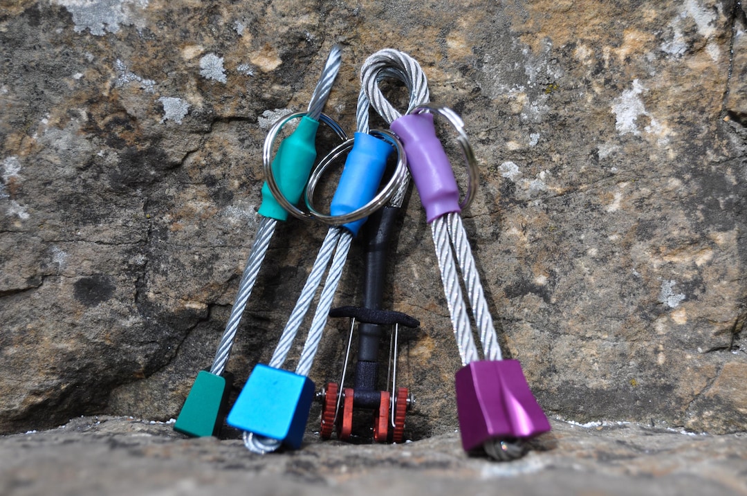 Small Mountain Wood Key Holder With Cam and Trad Nut Climbing Keychains ...