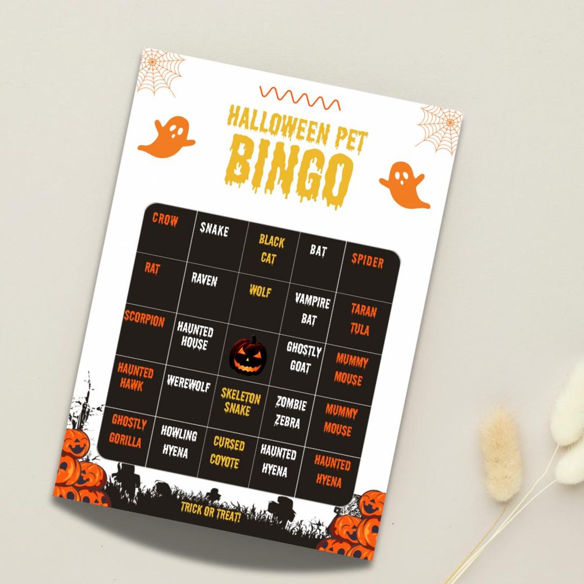 Printable Halloween Pet Bingo Card Game Halloween Game, Game for Kids ...