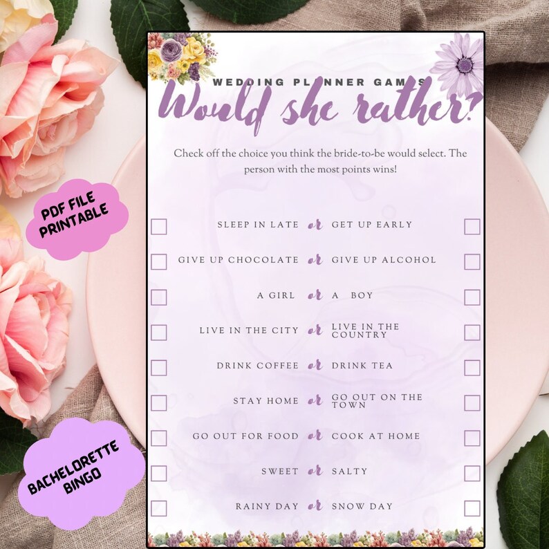 Wedding Game Check List, Bride Game, Reception Game, Bachelorette Game ...