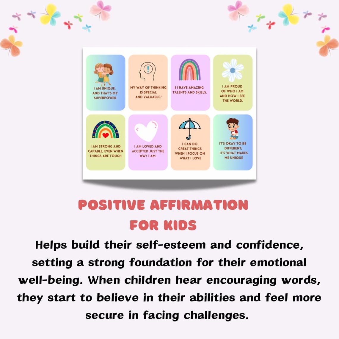 Autism Positive Affirmations for Kid Poems Card Motivation Card Empower ...