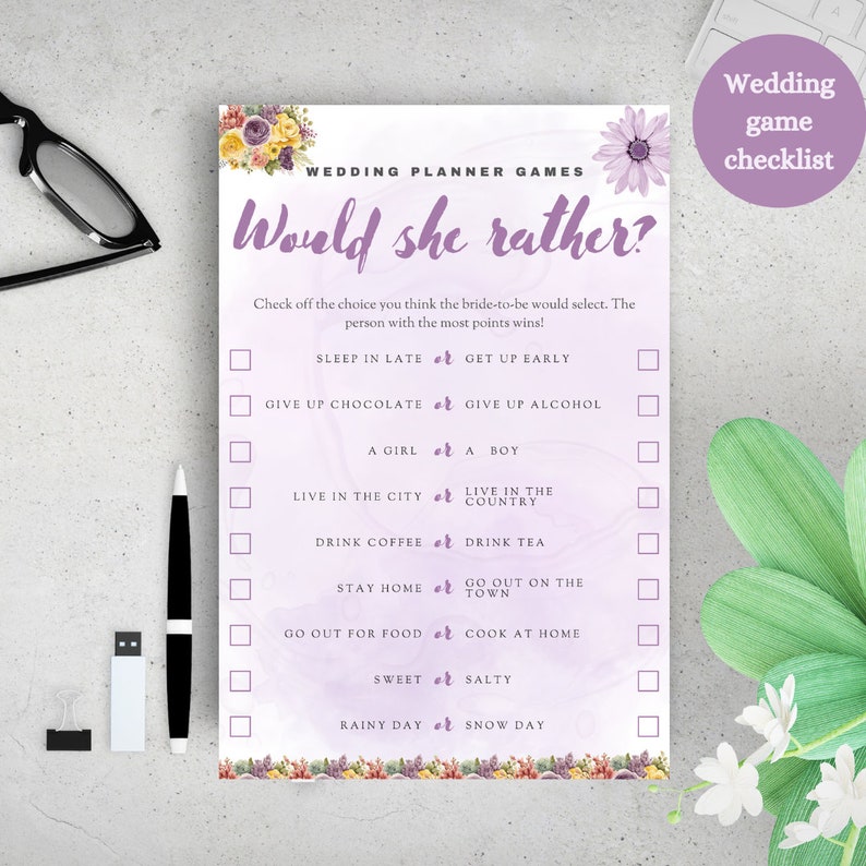 Wedding Game Check List, Bride Game, Reception Game, Bachelorette Game ...