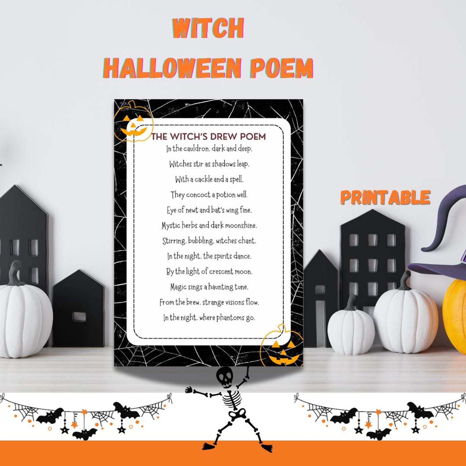 Witch Halloween Poem Vintage Hallloween Poem Halloween Poem Holiday ...