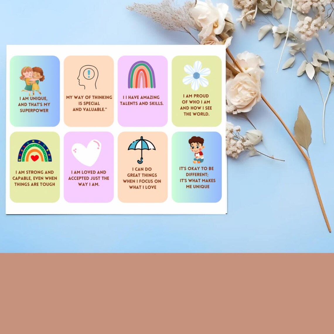 Autism Positive Affirmations for Kid Poems Card Motivation Card Empower ...