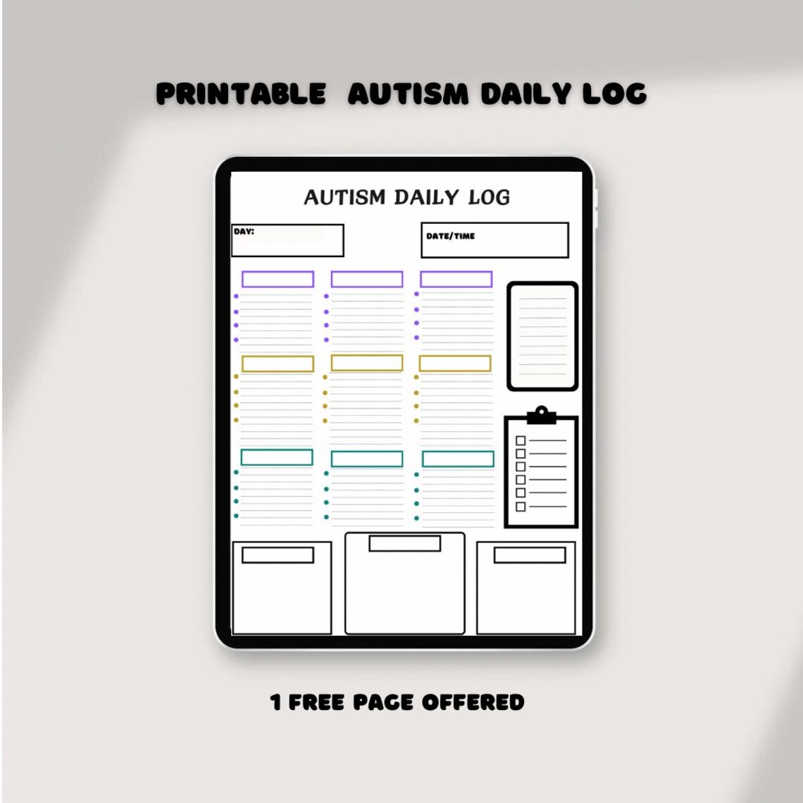 Printable Autism Daily Log, Autism Day Tracker, Autism Log Book, Autism ...