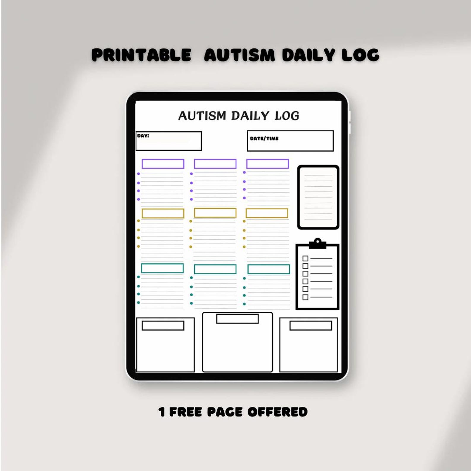 Printable Autism Daily Log, Autism Day Tracker, Autism Log Book, Autism ...