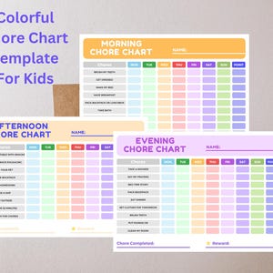 Colorful Chore Chart Template for Kids Schedule for Children Day ...
