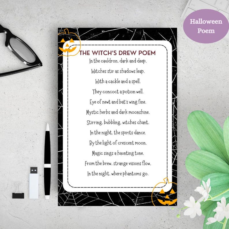 Witch Halloween Poem Vintage Hallloween Poem Halloween Poem Holiday ...