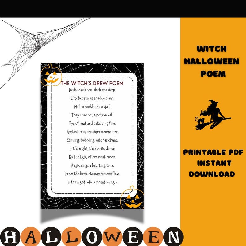 Witch Halloween Poem Vintage Hallloween Poem Halloween Poem Holiday ...