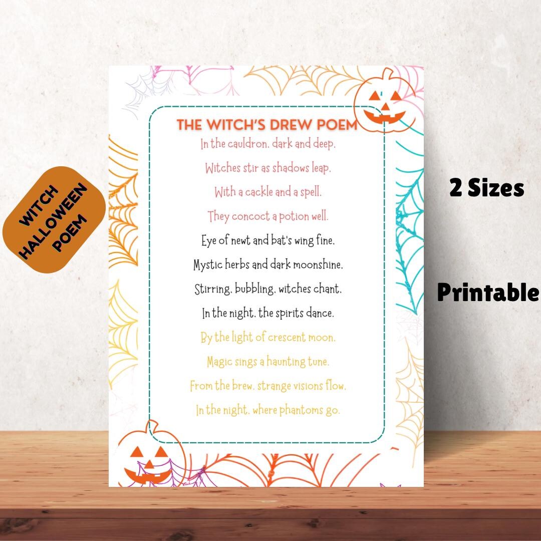 Printable Halloween Poem Vintage Witch Hallloween Poem Halloween Poem ...