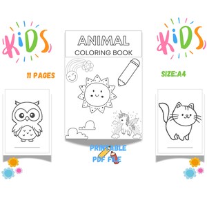 Printable Animal Coloring Pages, English Learning Worksheets, Children ...