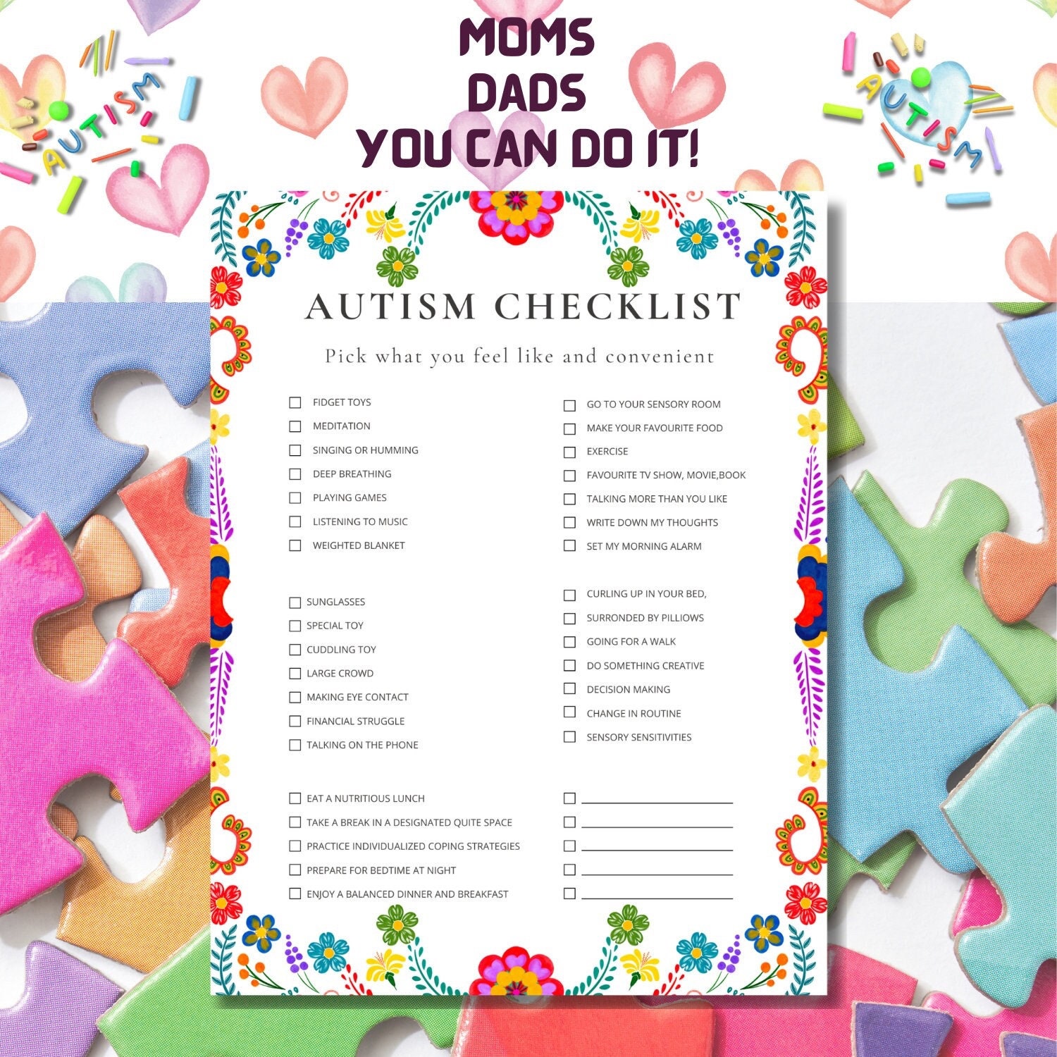 Printable Autism Checklist , Behavior Tracking Sheet, Developmental ...