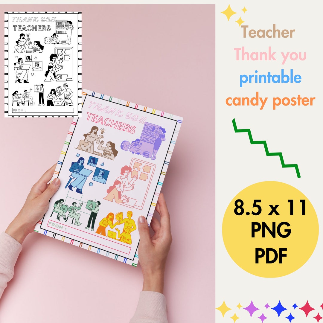 Printable Thank You Poster for Teacher, Appreciation Week Sign ...