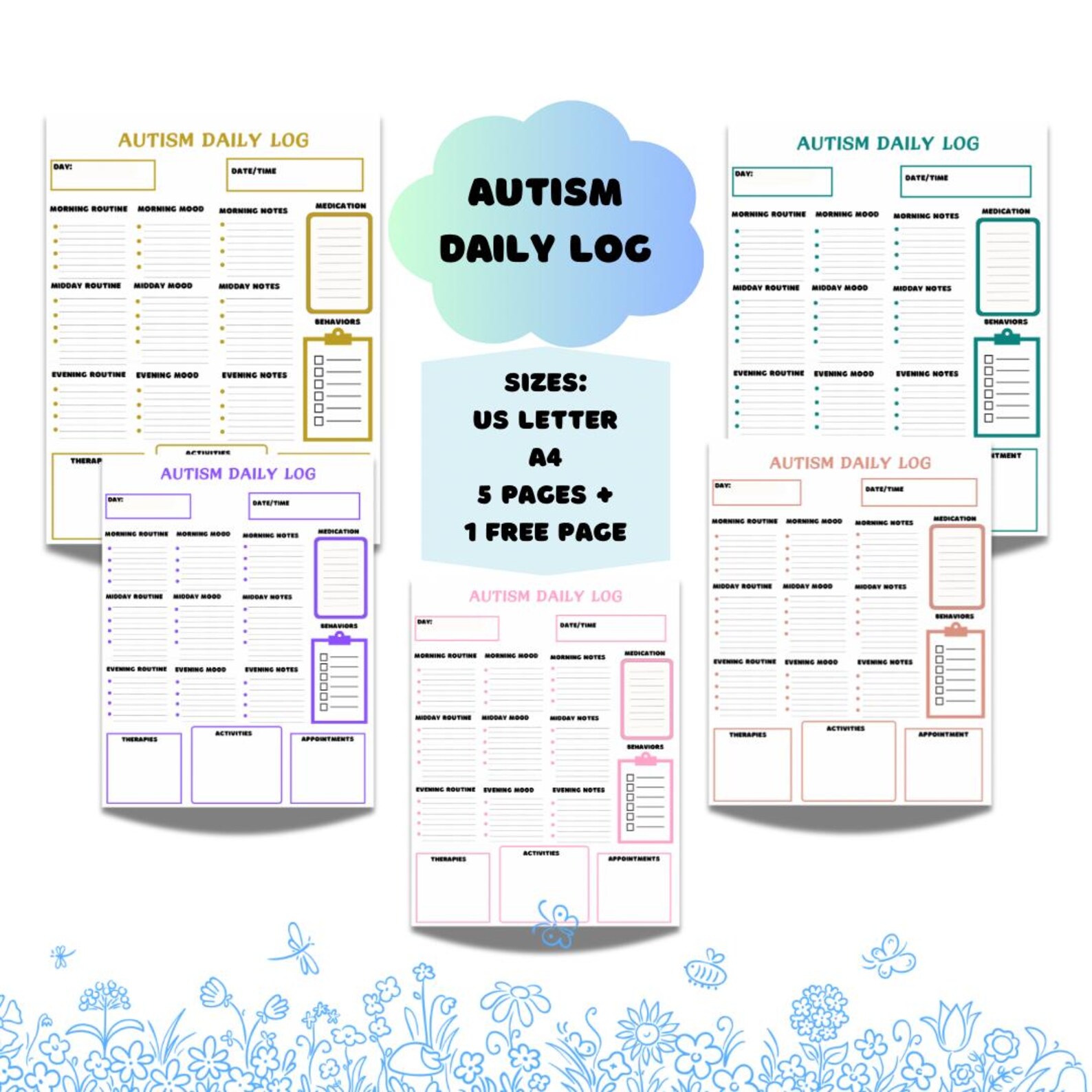 Printable Autism Daily Log, Autism Day Tracker, Autism Log Book, Autism ...