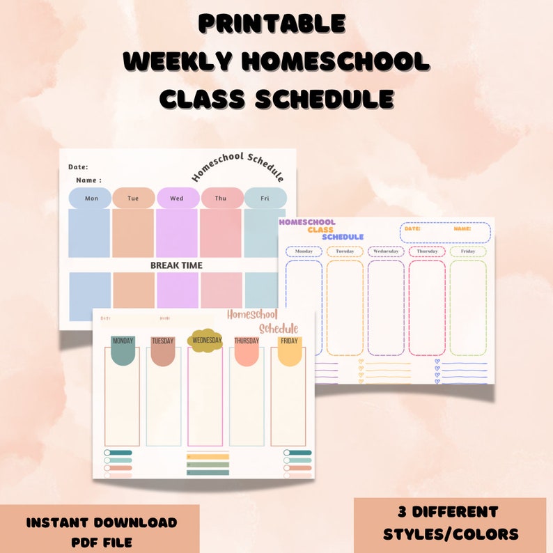 Printable Weekly Homeschool Schedule Template,home Schooling Planner ...