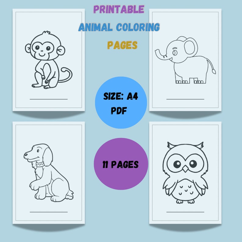 Printable Animal Coloring Pages, English Learning Worksheets, Children ...