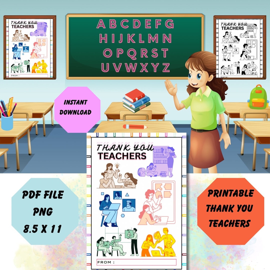 Printable Thank You Poster for Teacher, Appreciation Week Sign ...