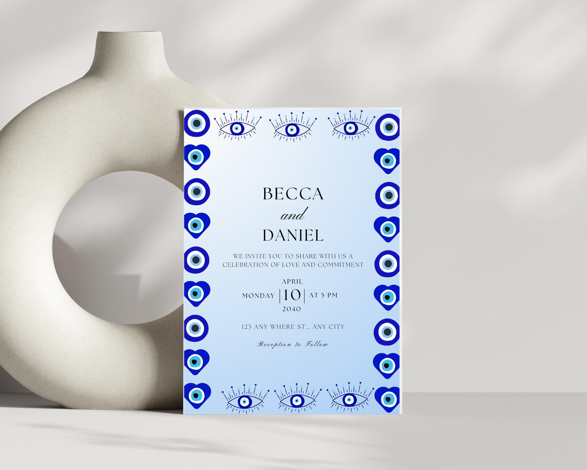 Evil Eye Wedding Invitation Card, Invitations Greek, Invitation Evil ...