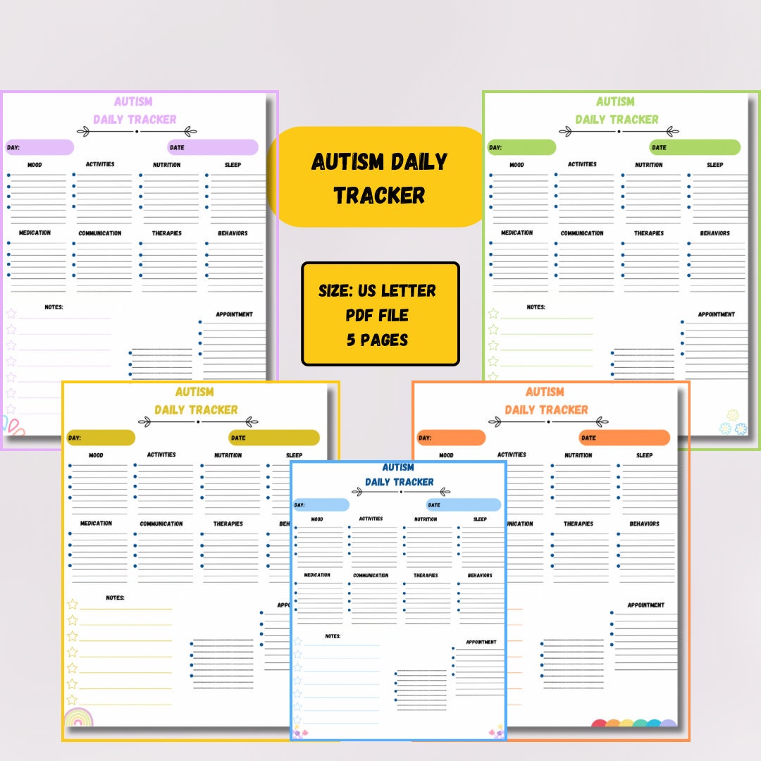 Printable Autism Daily Log, Autism Day Tracker, Autism Log Book, Autism ...