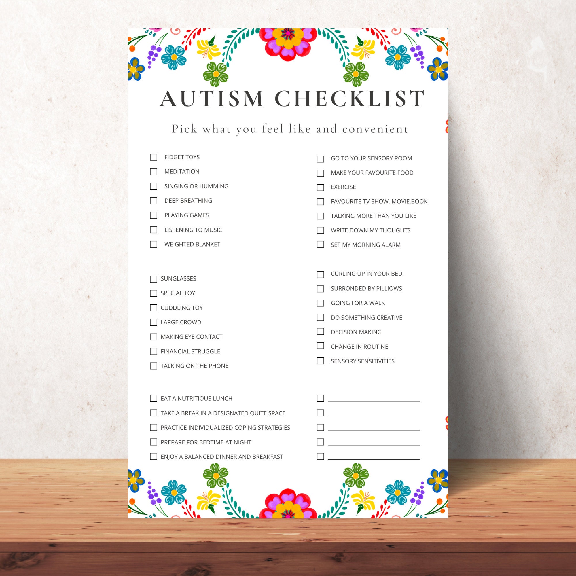 Printable Autism Checklist , Behavior Tracking Sheet, Developmental ...