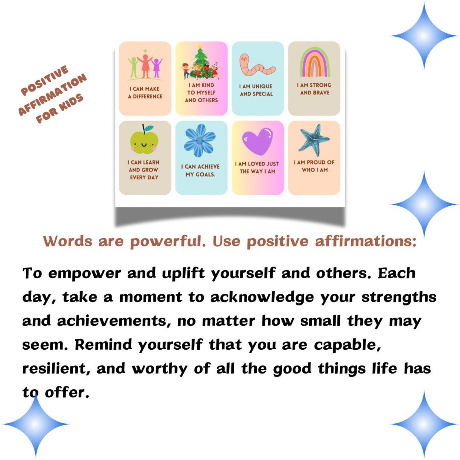 Printable Positive Affirmations for Kids Poems Card Motivation Card ...