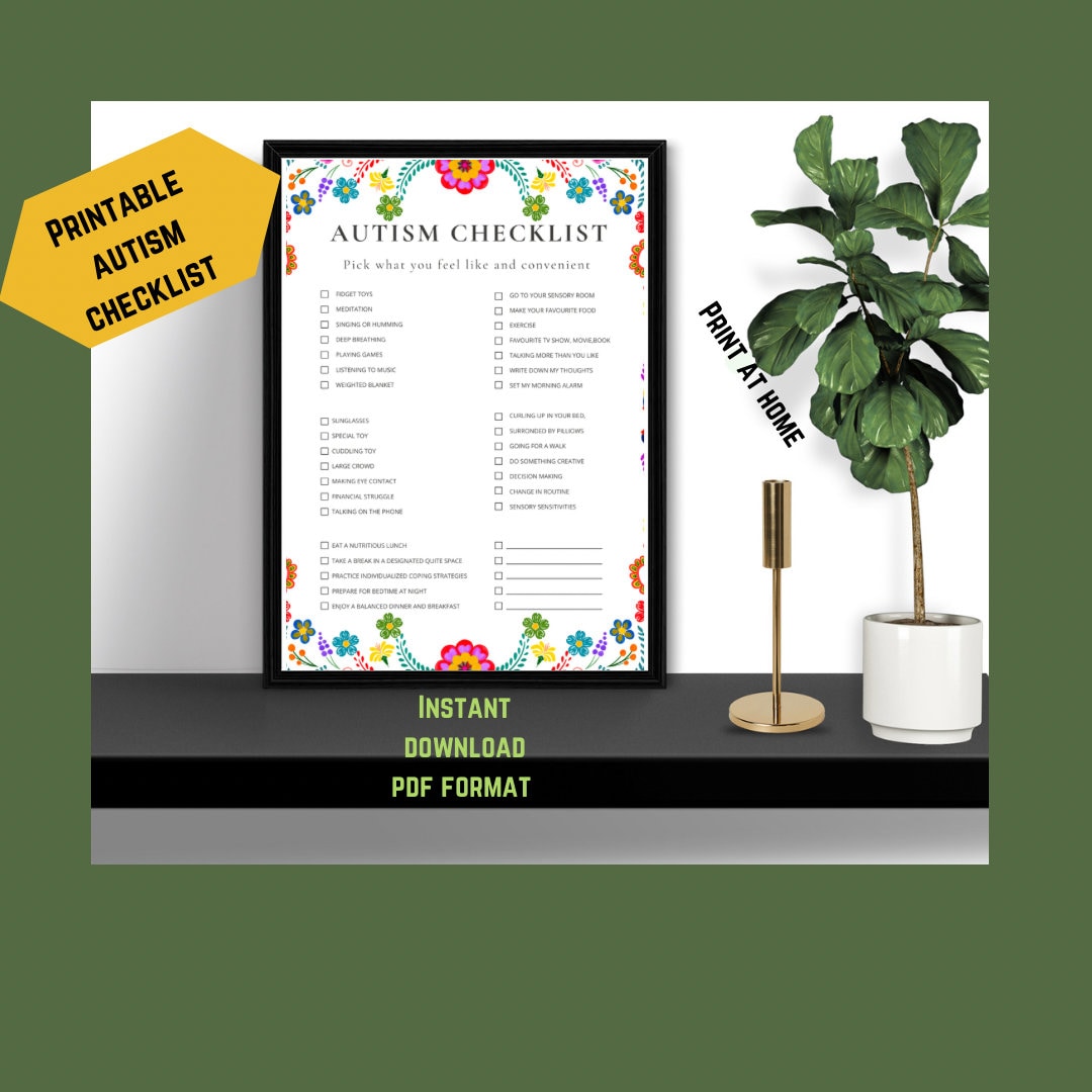 Printable Autism Checklist , Behavior Tracking Sheet, Developmental ...