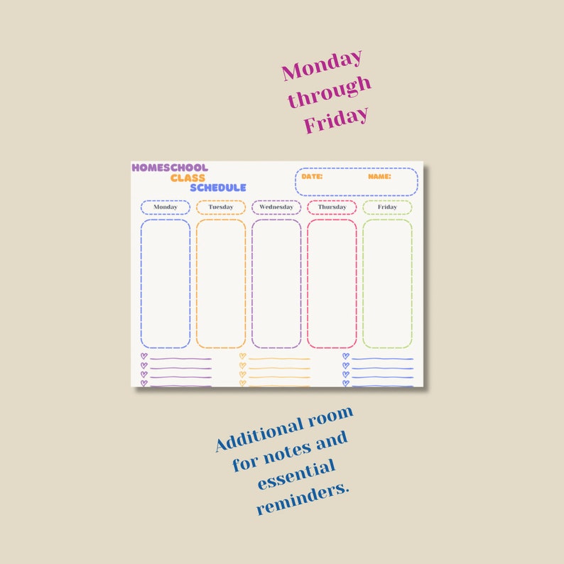Printable Weekly Homeschool Schedule Template,home Schooling Planner ...