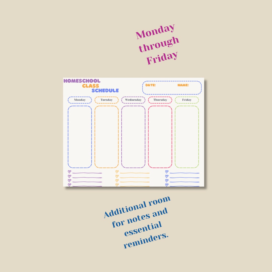 Printable Weekly Homeschool Schedule Template,home Schooling Planner ...