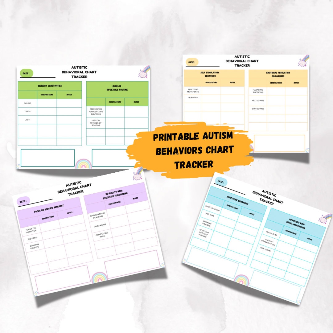 Printable Autistic Behavioral Tracker,checklist Printable, Behavior ...
