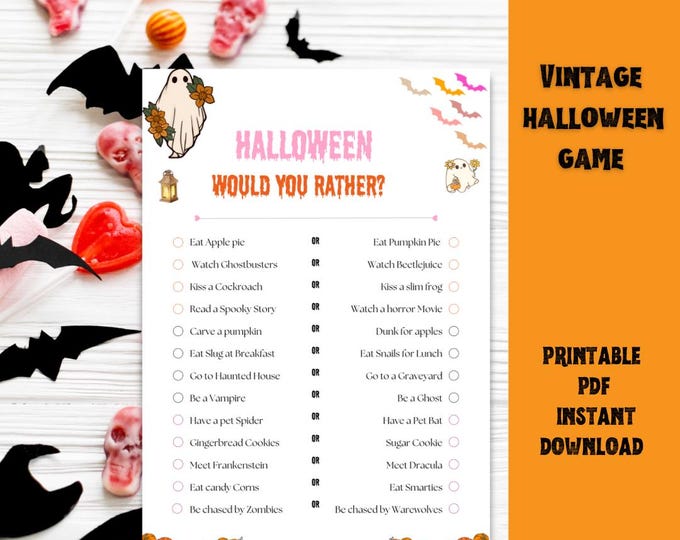 Printable Would You Rather Vintage Halloween Games, Halloween Game ...