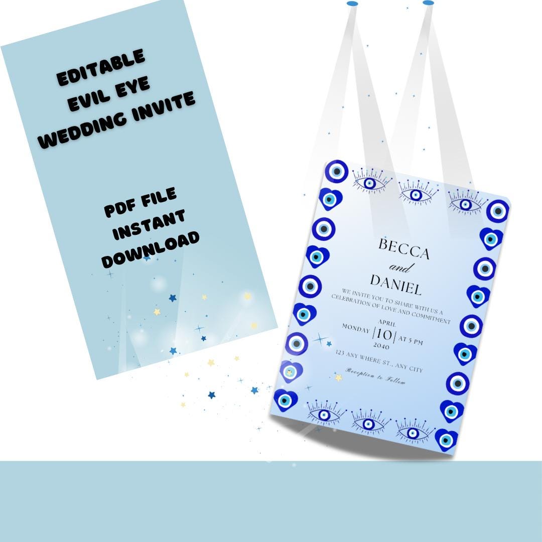 Evil Eye Wedding Invitation Card, Invitations Greek, Invitation Evil ...