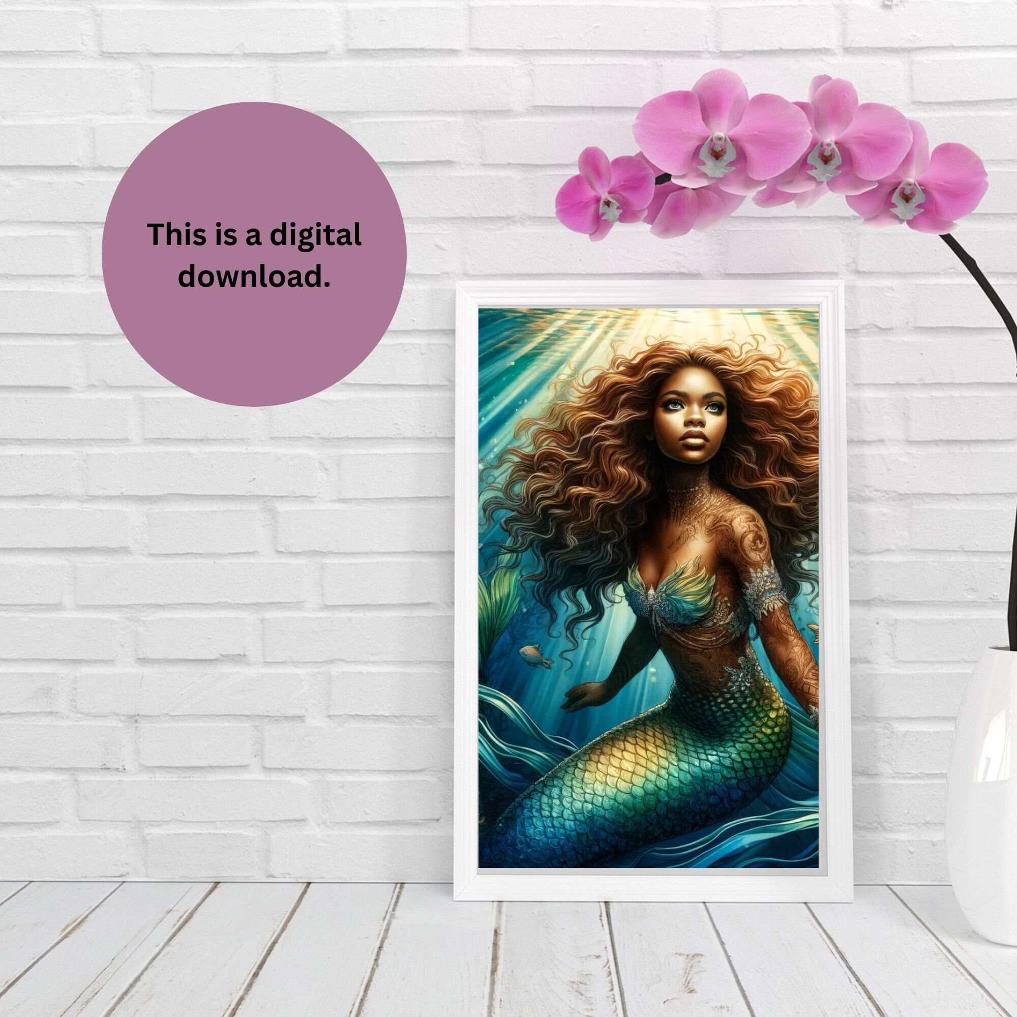 Black Mermaid Art Painting Black Mermaid Wall Art Black Mermaid Art ...