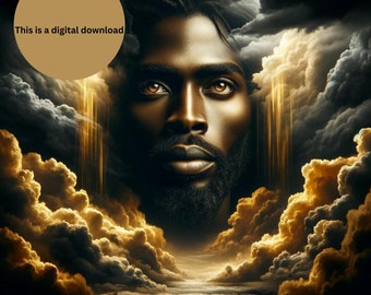 Black Jesus Christ Ascending Wall Art Black Christian Painting African ...