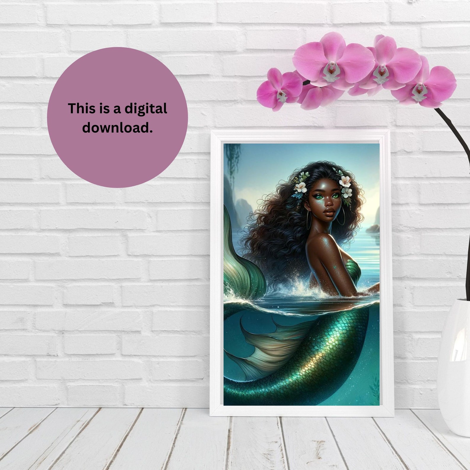 Black Mermaid Art Painting Black Mermaid Wall Art Black Mermaid Art ...