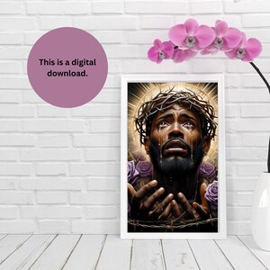 Afrocentric Art Décor Black Jesus Christ Crying to God Christian Art ...