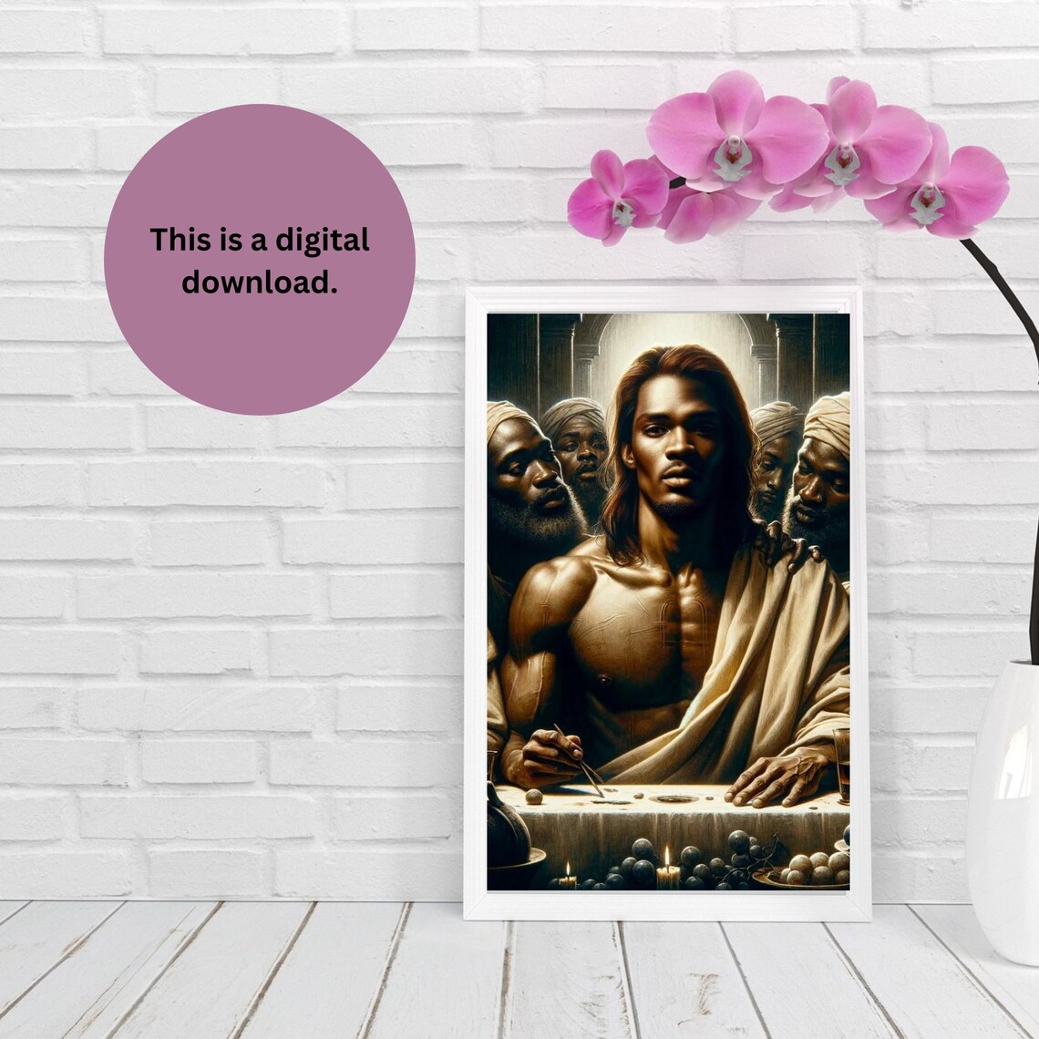 Afrocentric Ink Art Black Jesus With Disciples Christian Black Jesus ...