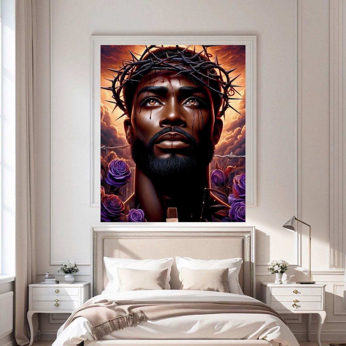 Black Jesus Thorn Crown Black Jesus Christian Art Painting Black Jesus ...