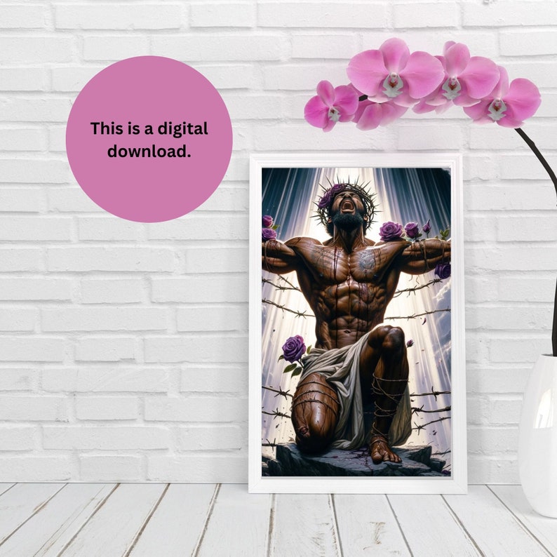 Afrocentric Art Décor Black Jesus Christ Crying to God Christian Art ...