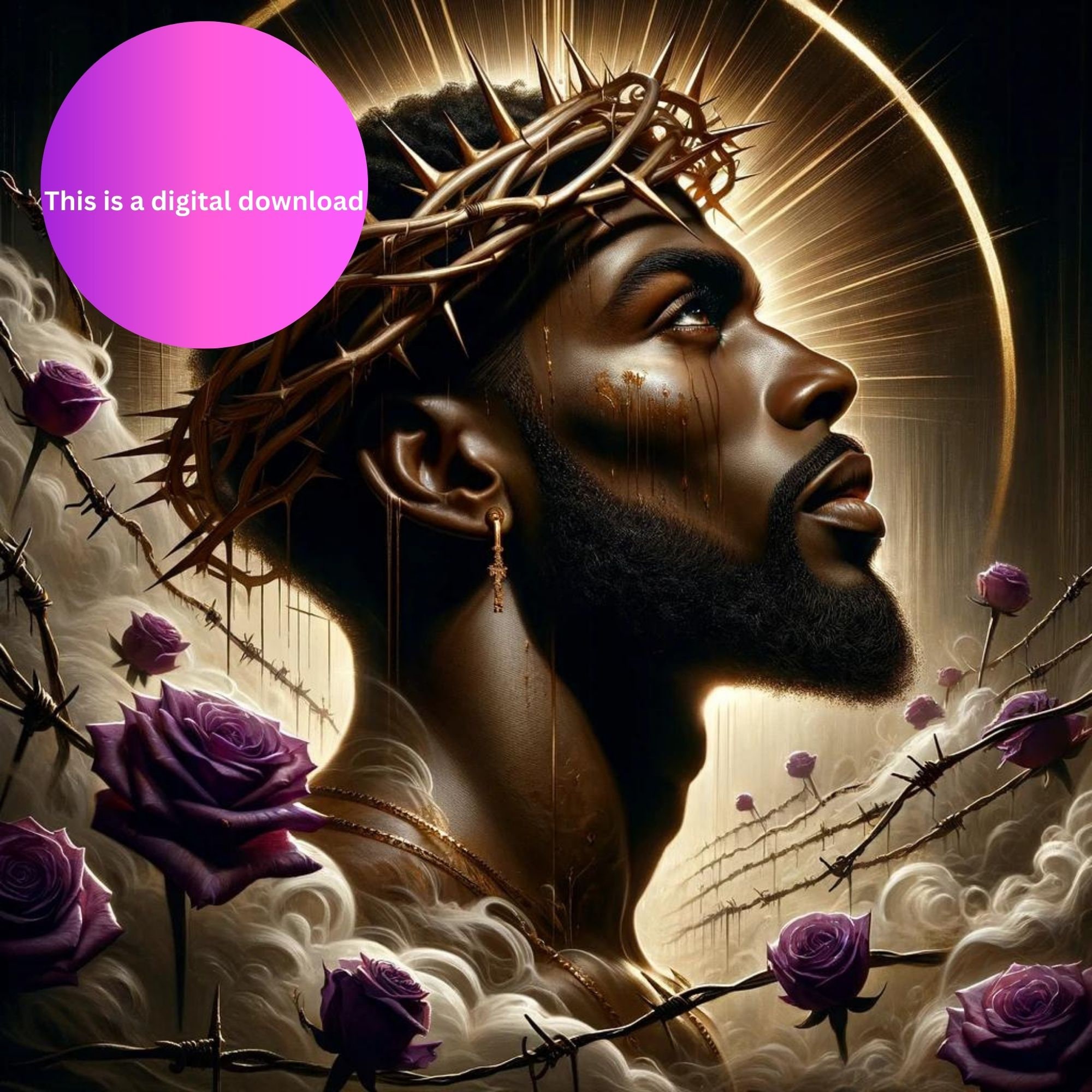 Black Jesus Christ Wall Art Black Christian Painting African American ...