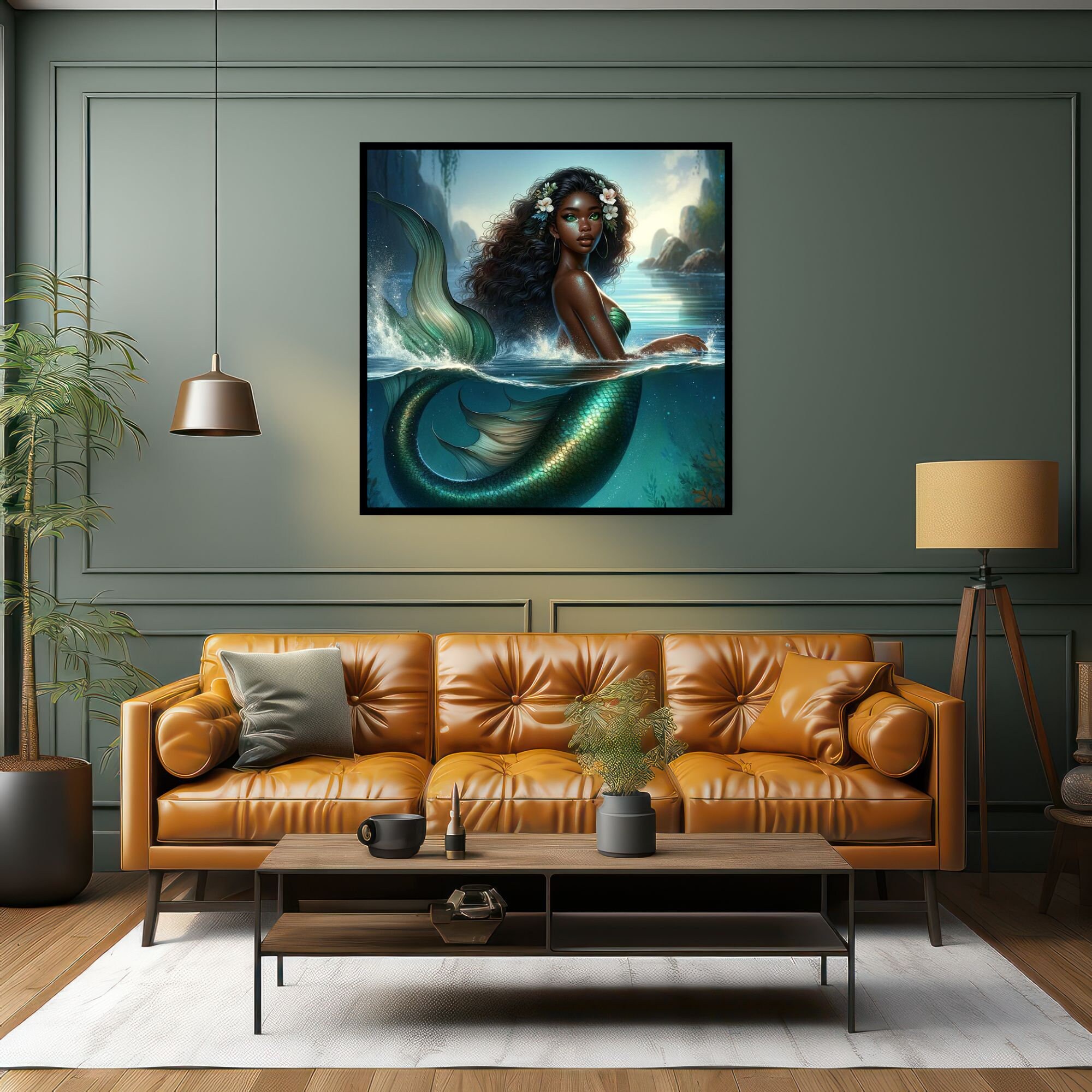 Black Mermaid Art Painting Black Mermaid Wall Art Black Mermaid Art ...