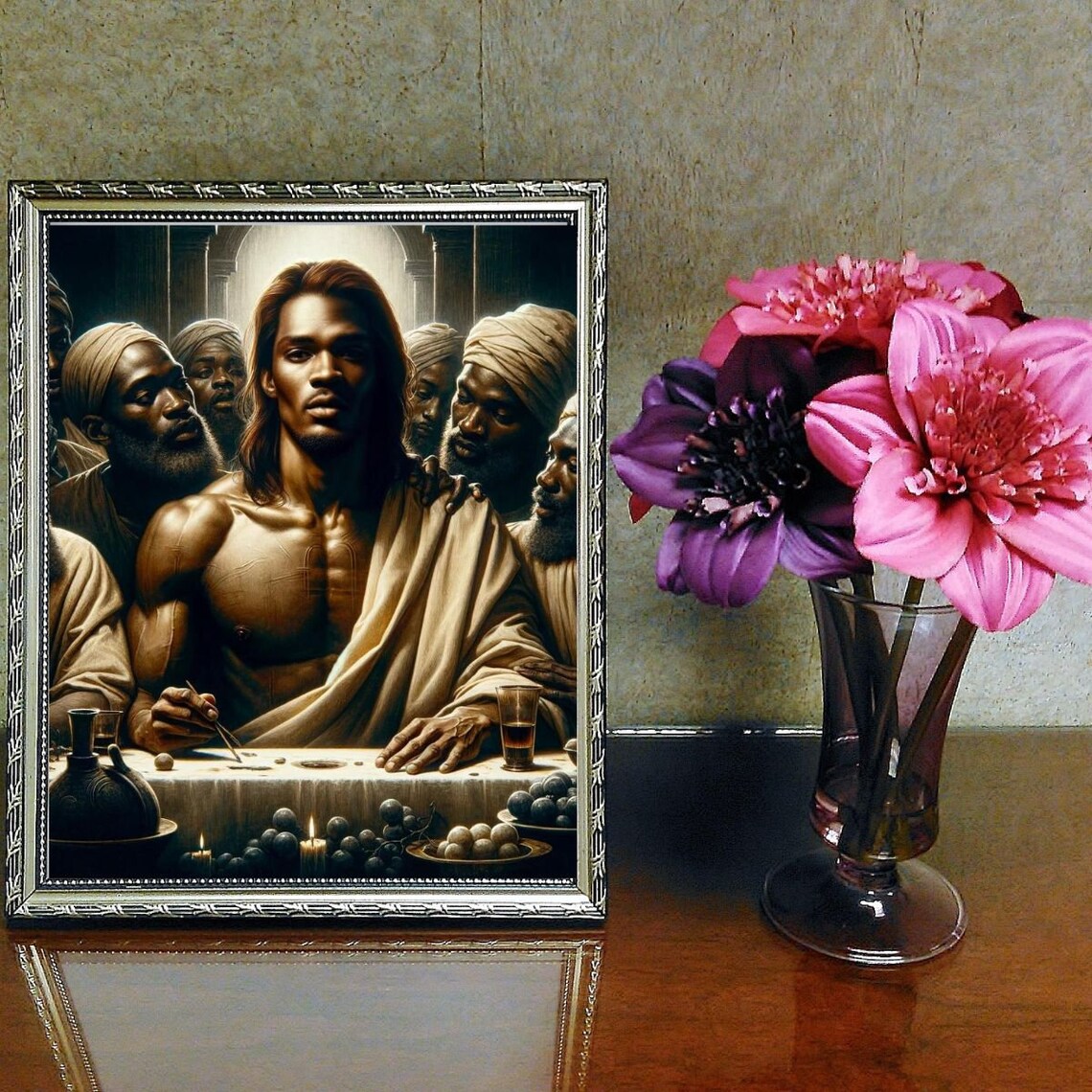 Afrocentric Ink Art Black Jesus With Disciples Christian Black Jesus ...
