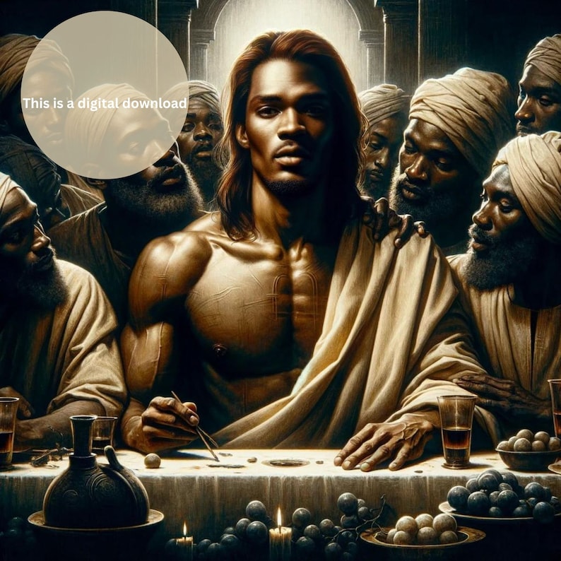 Afrocentric Ink Art Black Jesus With Disciples Christian Black Jesus and Disciples Painting ...