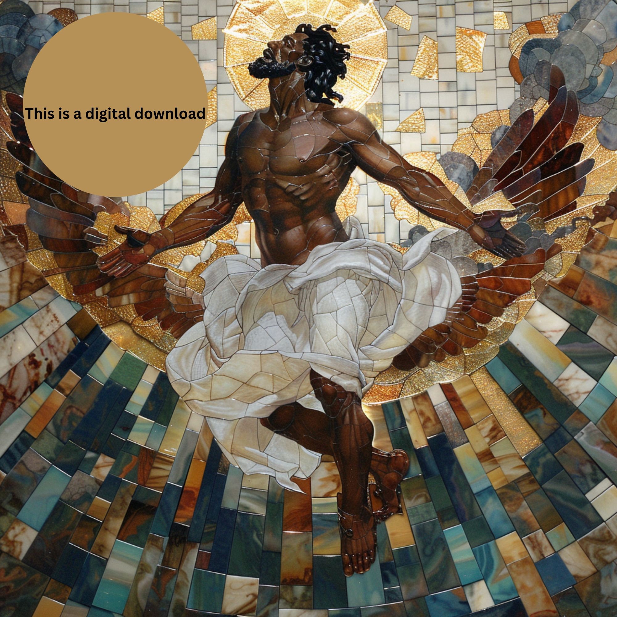 Black Jesus Christ Ascending Wall Art Black Christian Painting African ...