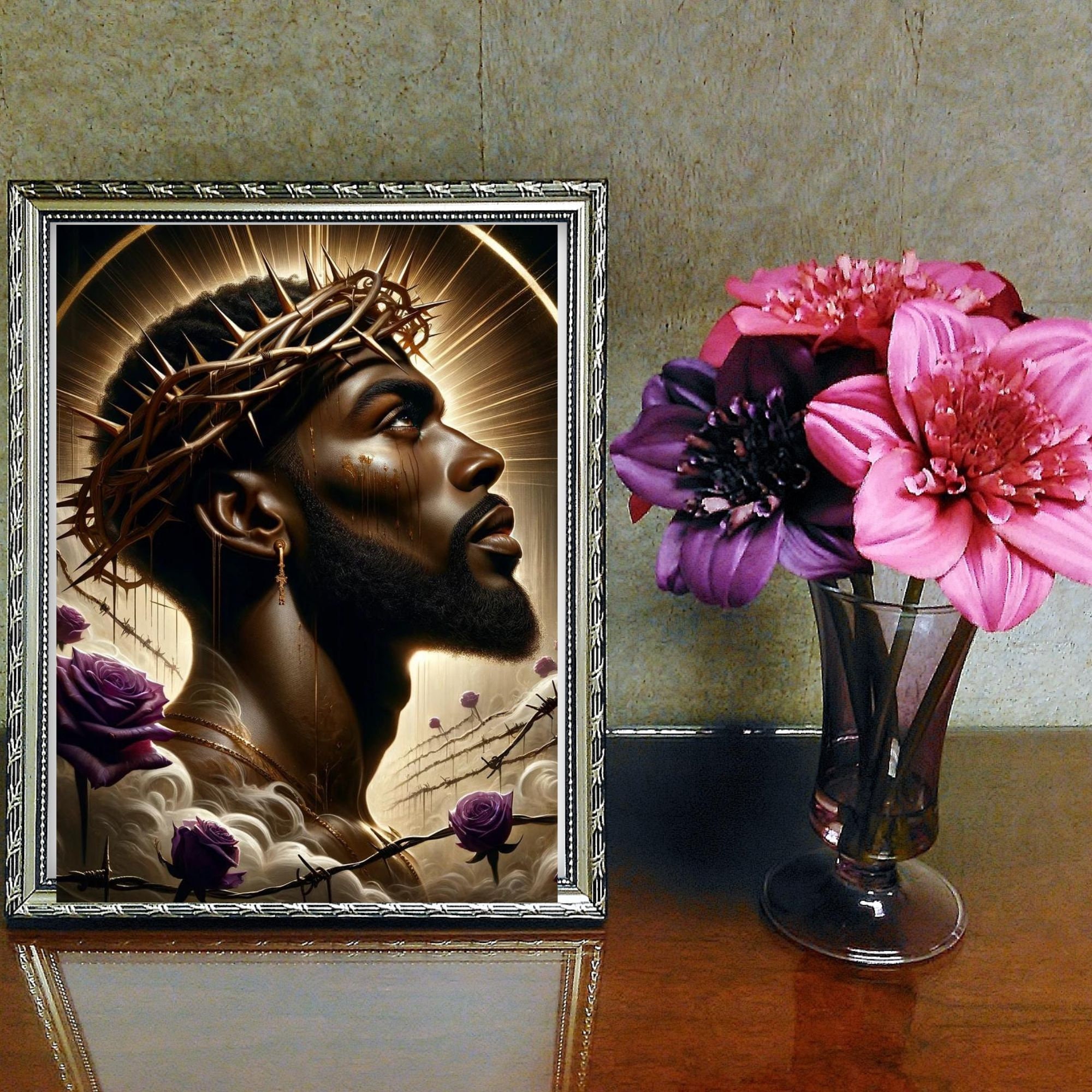 Black Jesus Christ Wall Art Black Christian Painting African American ...