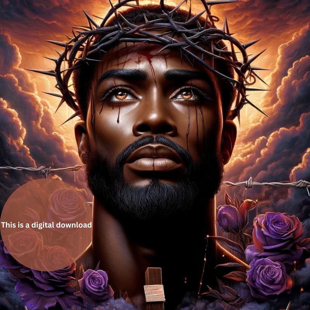 Black Jesus Thorn Crown Black Jesus Christian Art Painting Black Jesus ...