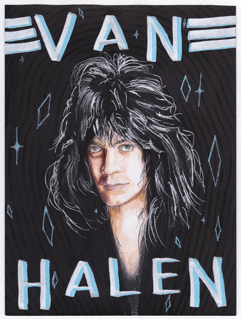 Eddie Van Halen: Rock Legend Drawing Print - Etsy